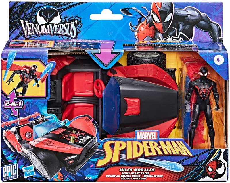 Hasbro Spider-Man Venom Vs Miles Remix Blast Racer vs Liquid Shifter ...